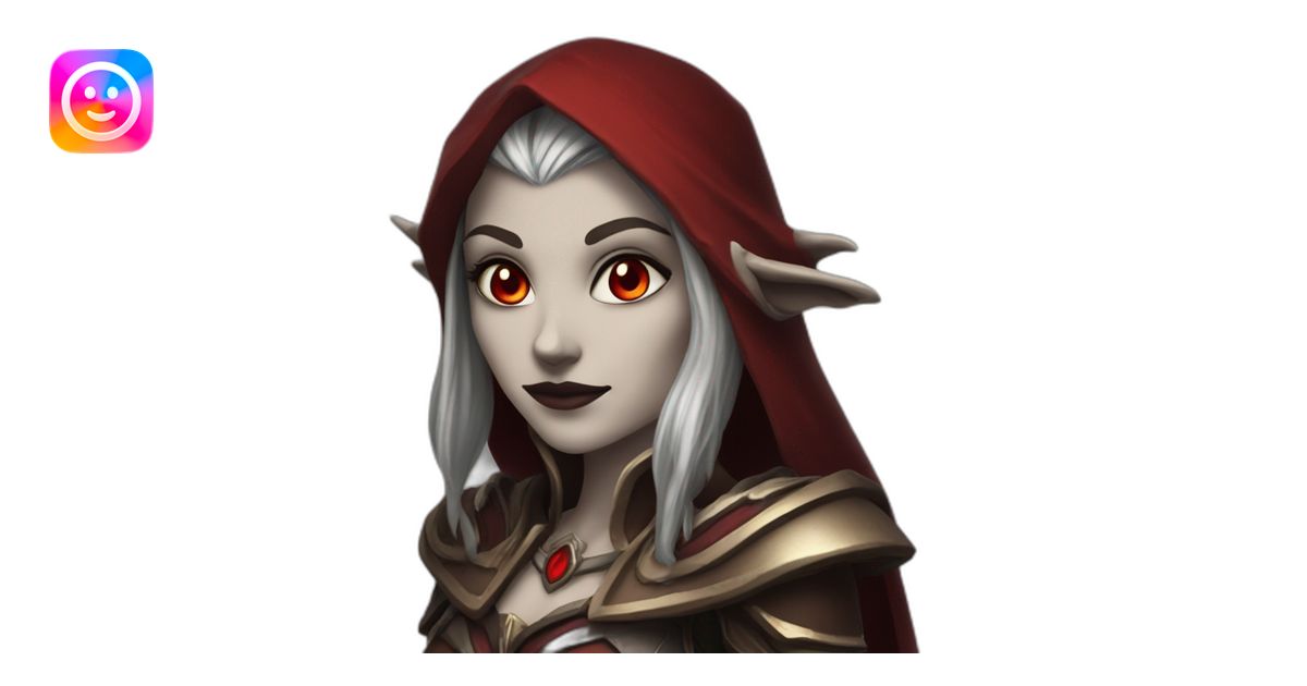Sylvanas-with-whiteskin-red-eyes emoji | AI Emoji Generator
