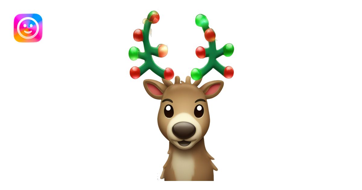 Reindeer with red, green, & white vintage Christmas lights emoji | AI ...