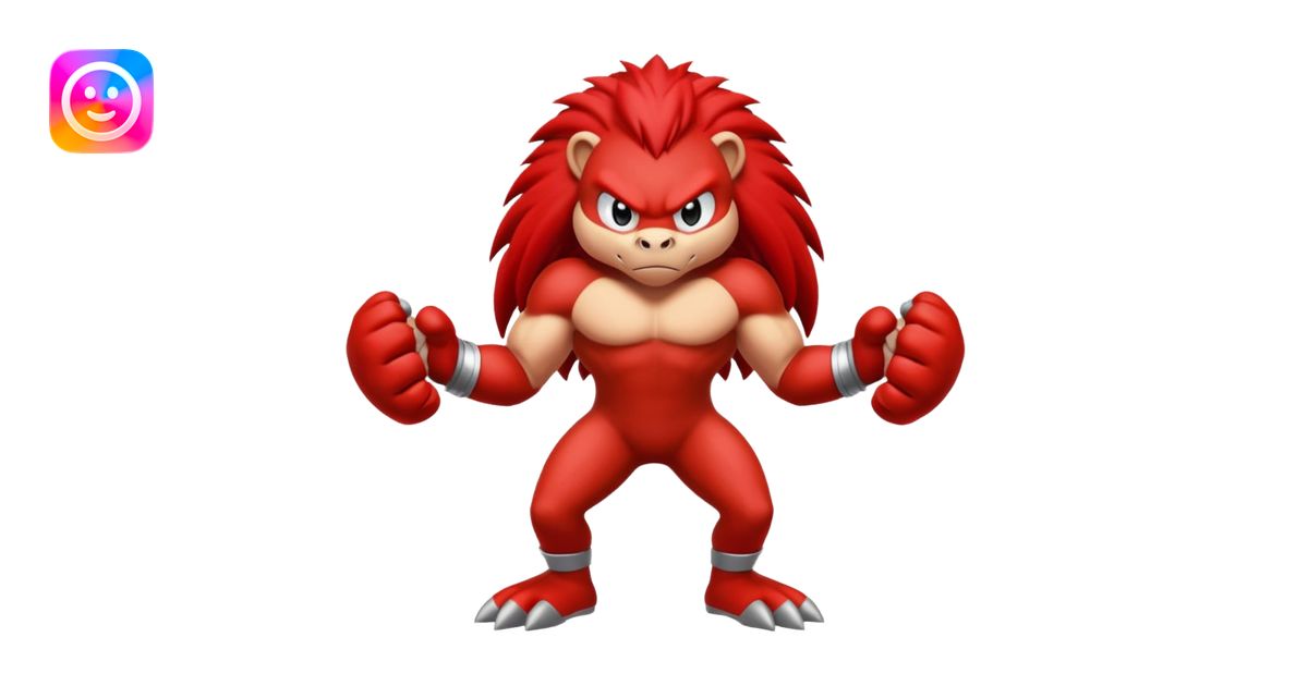 Sonic the hedgehogs friend knuckles a red animal emoji | AI Emoji Generator