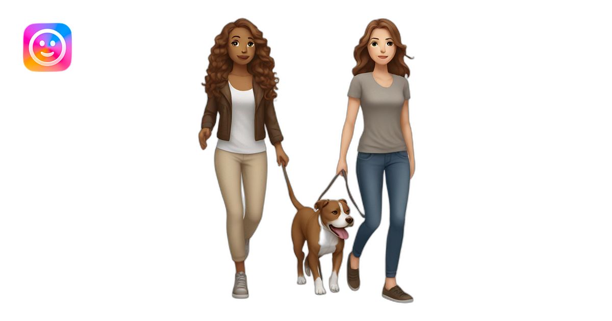 White woman with long wavy brown hair walking tan and white pitbull ...