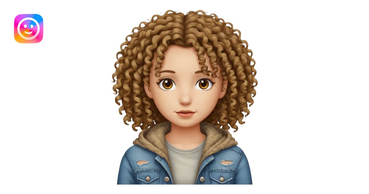 ios 18 emoji pretty girl with curly hair and poor clothes emoji | AI ...