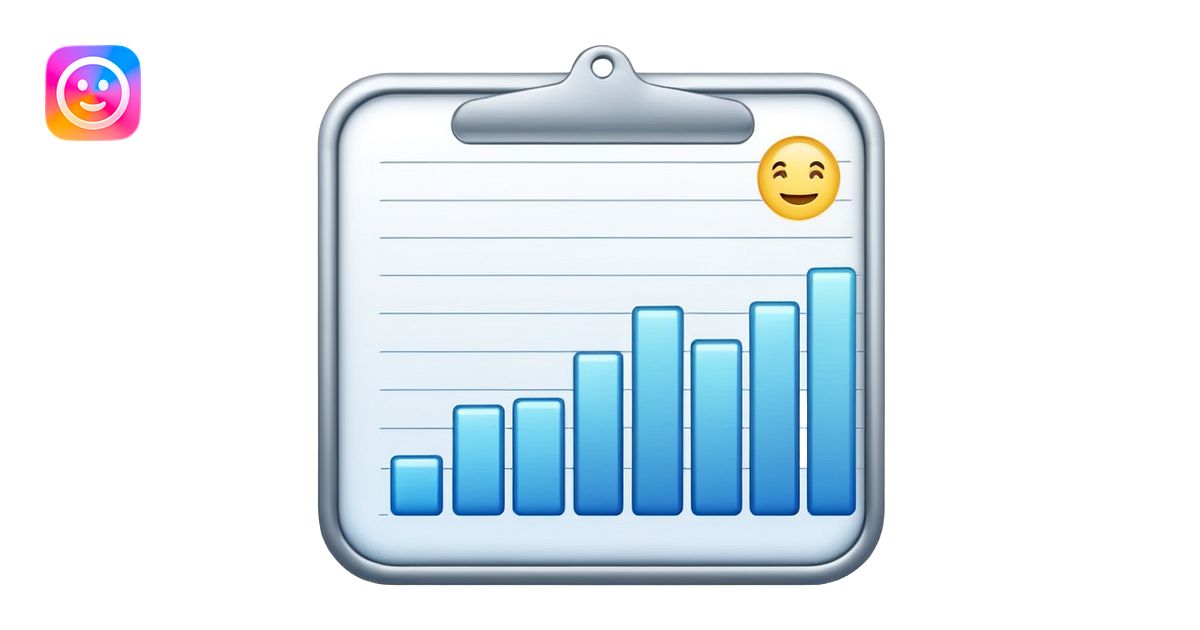 ios style emoji for report sheet consisting graph/ charts with sparkle ...
