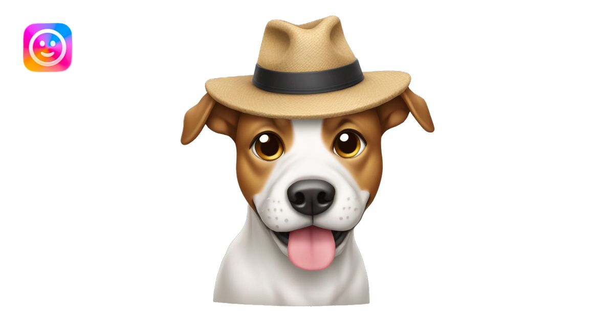 Dog pooping with hat on emoji | AI Emoji Generator