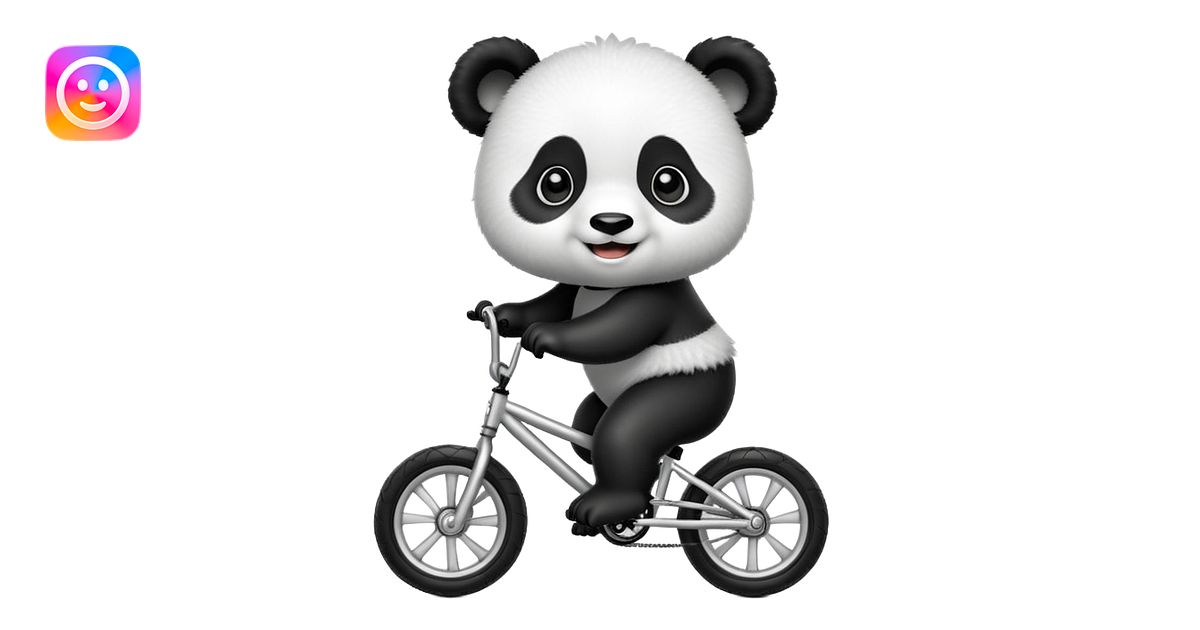 baby panda on silver bmx bike emoji | AI Emoji Generator
