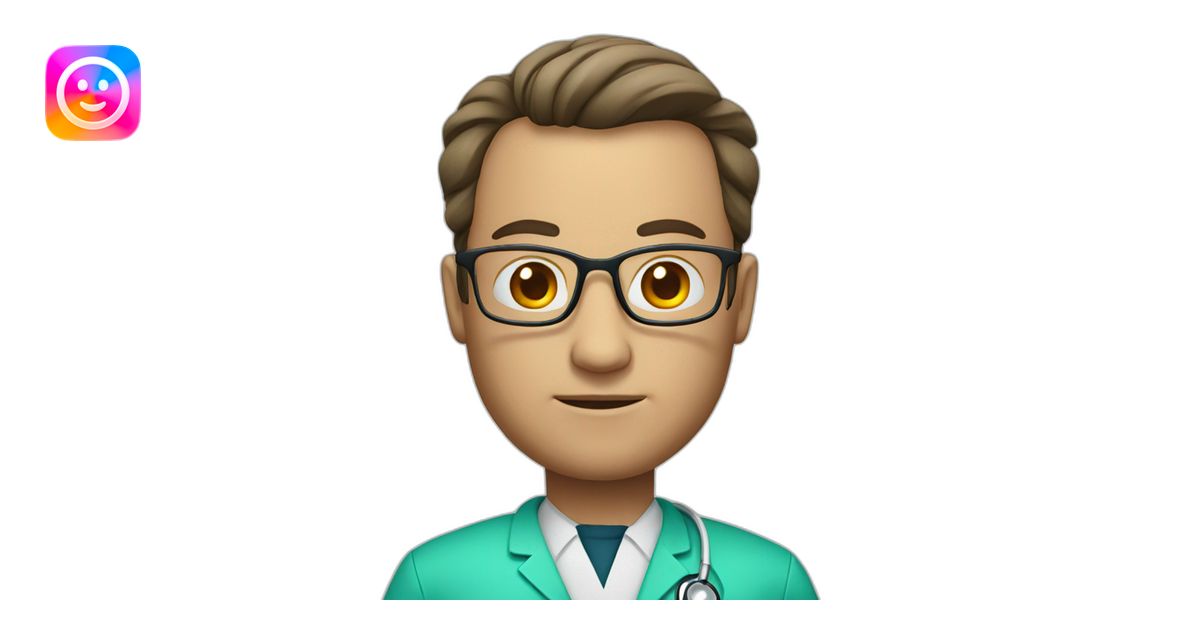 a doctor with big forhead and wearing a glass emoji | AI Emoji Generator