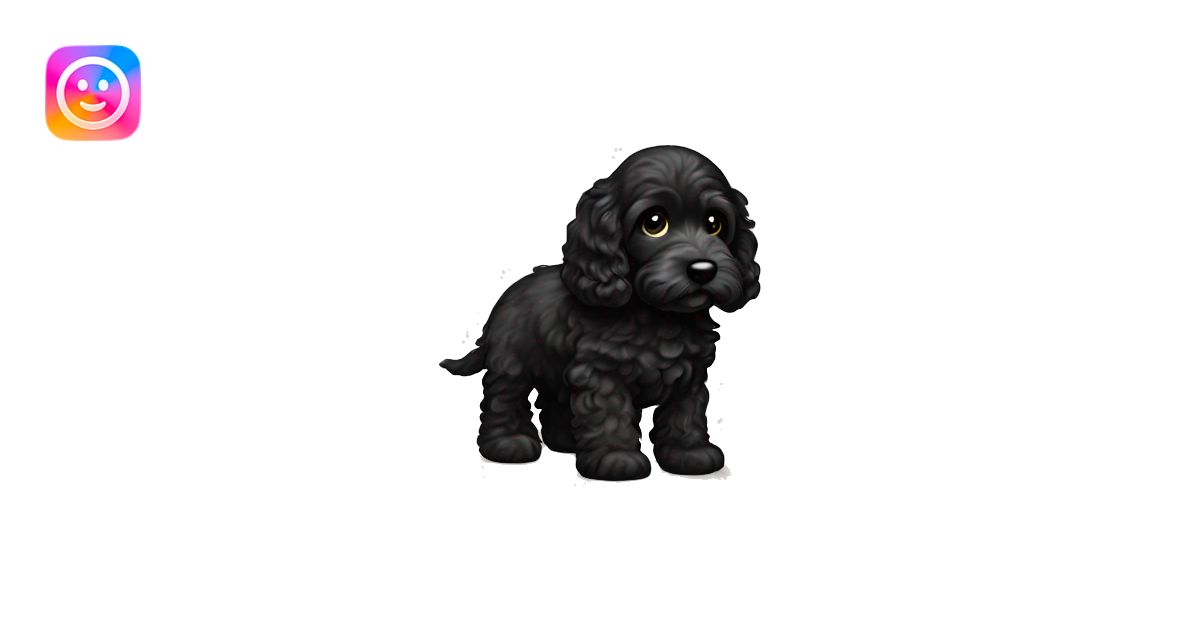 Black cockapoo puppy dog black emoji | AI Emoji Generator