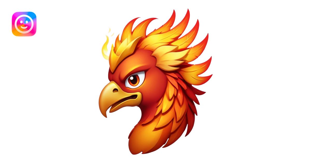 Cinematic Battle-Hardened Mystical Fire Phoenix Portrait Emoji, head ...