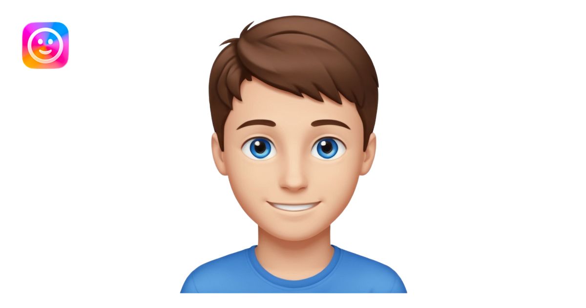 niño guapo adolescente de ojos azules sonriendo ENAMORADO emoji | AI ...