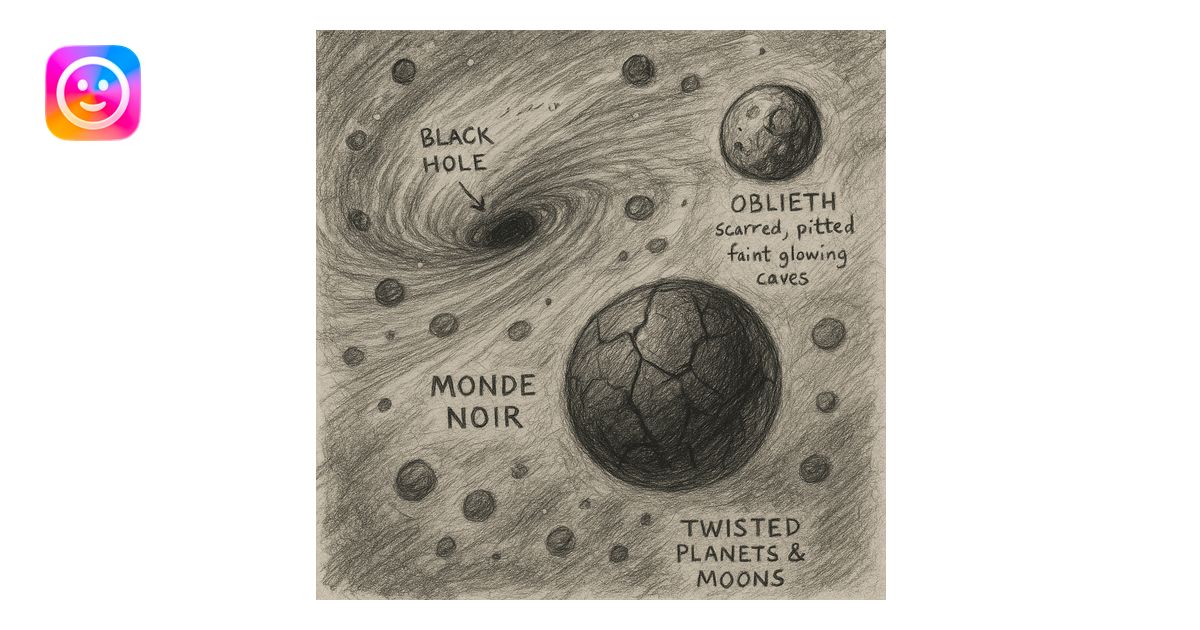 hand drawn map of dark back ward -“A dark cosmic region orbiting a ...