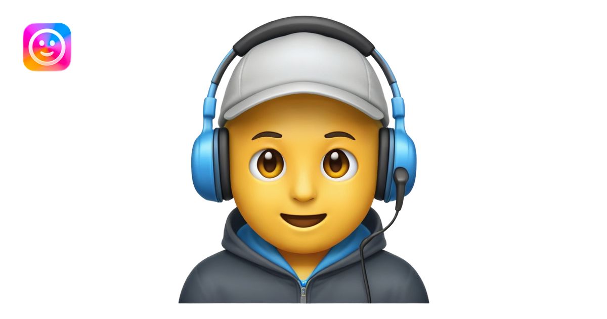 an emoji with a headset is a hood is a cap emoji | AI Emoji Generator