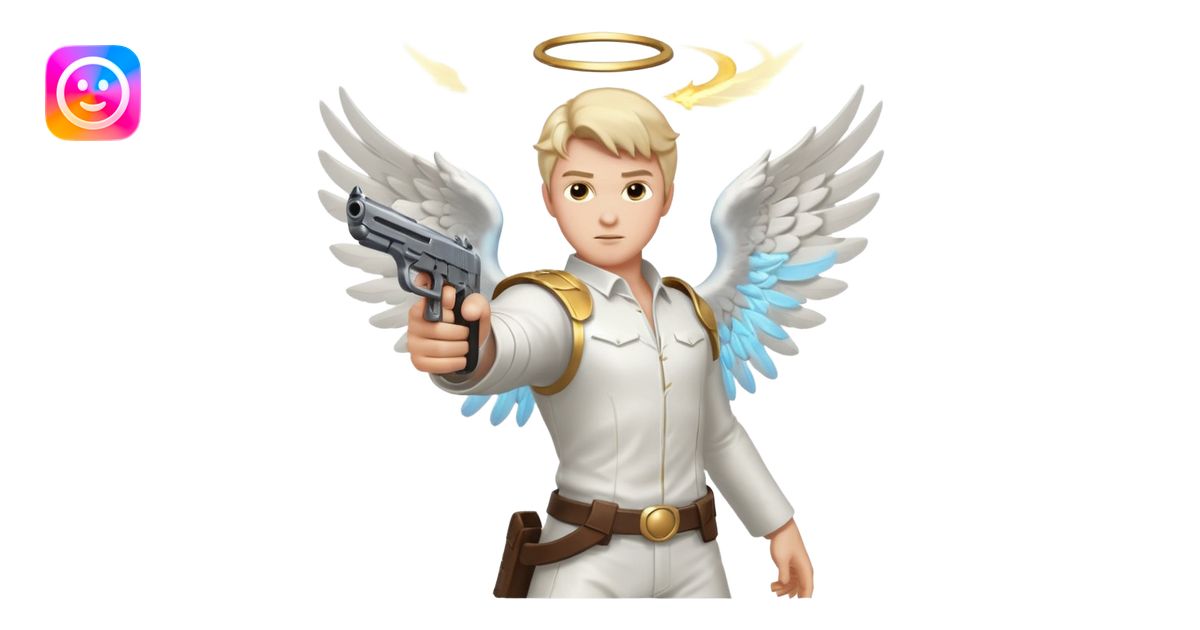 male Angel dual-wielding pistols, shooting, dynamic action pose ...