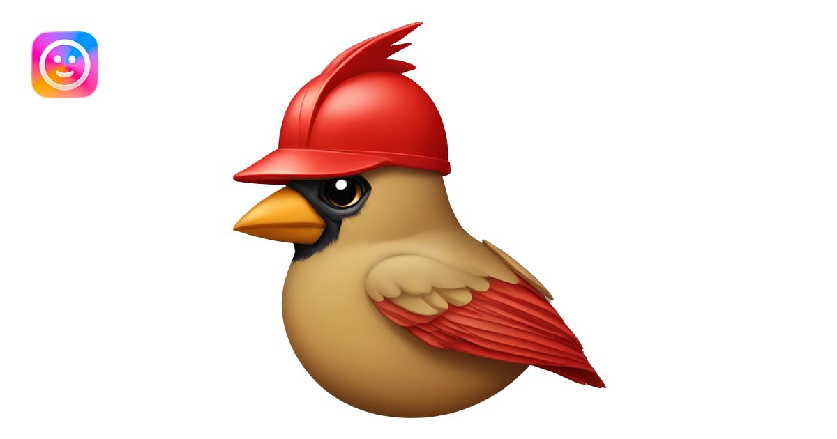 Cardinal bird wearing army helmet emoji | AI Emoji Generator
