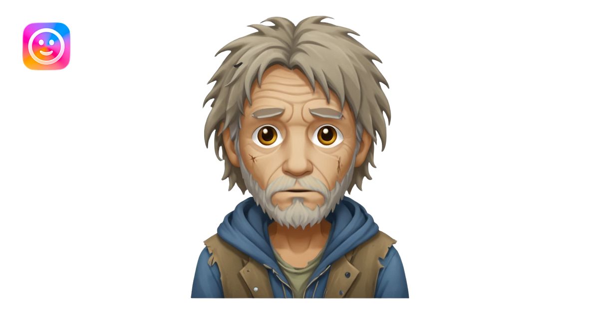 Tweaked homeless man emoji | AI Emoji Generator