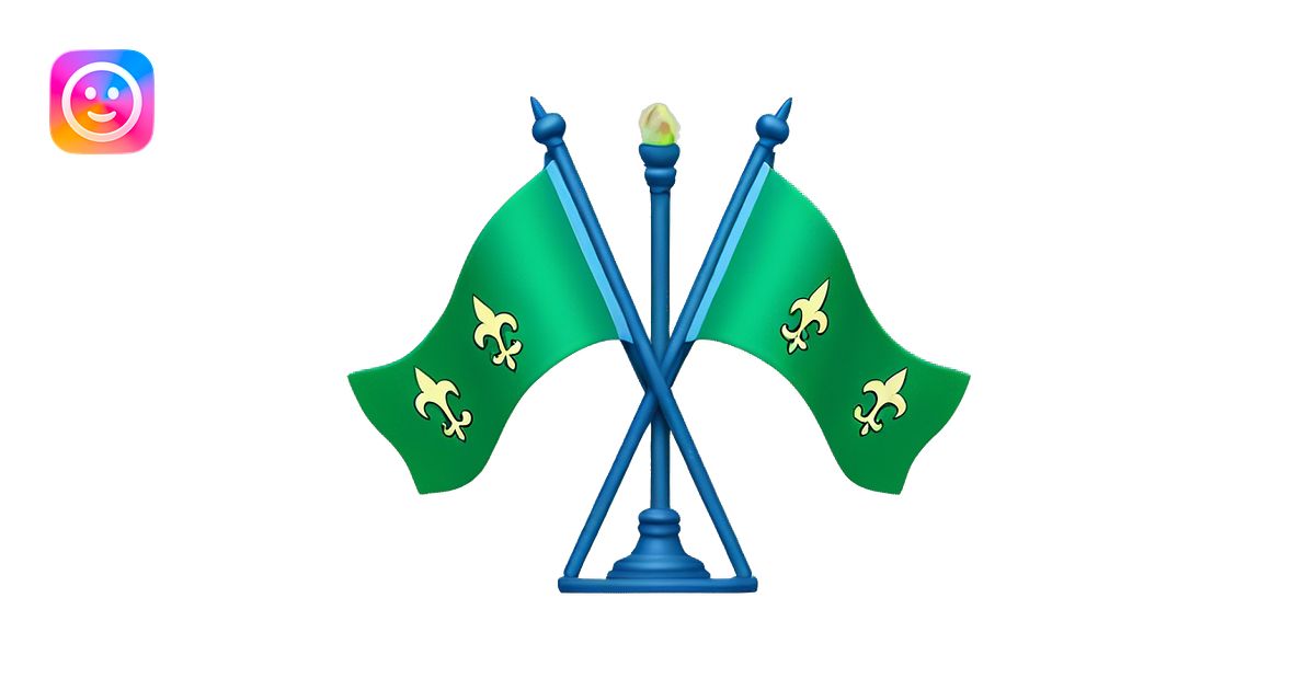 Blue and green flag with three moon and three Fleur-de-lis emojis emoji ...