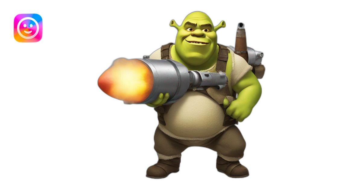 shrek with a rocket launcher emoji | AI Emoji Generator