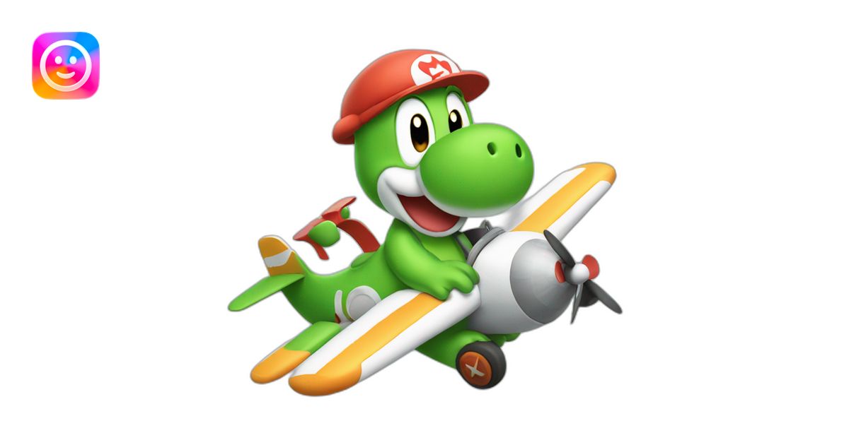 YOSHI RIDING A PLANE emoji | AI Emoji Generator