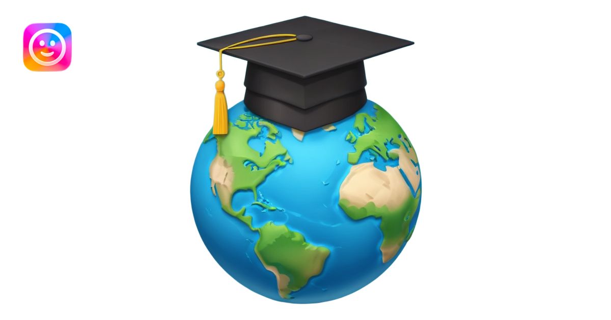 Planet Earth in a black graduation cap, minimalism, 3D, material design ...