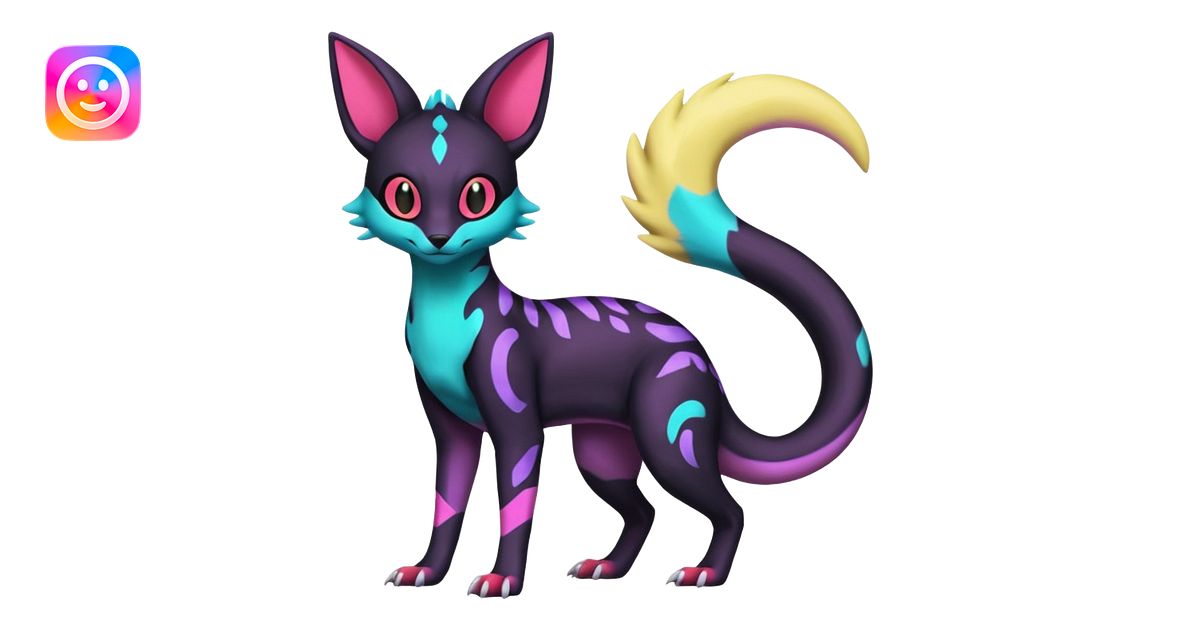 Neon pastel Salandit-Umbreon-Genet-Noivern-Noibat-Serval-Hybrid (Full ...