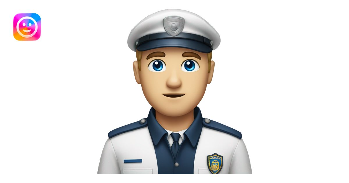 face, blue eyes security guard emoji | AI Emoji Generator