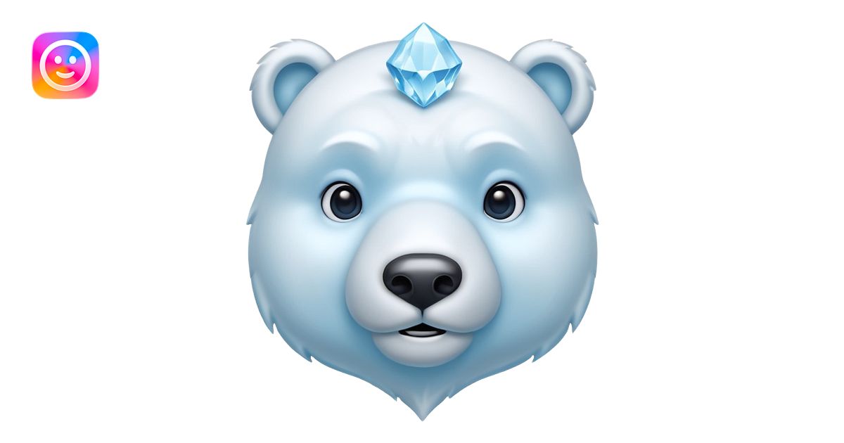 crystal polar bear character, icy crystal body, soft blue glow, cute ...