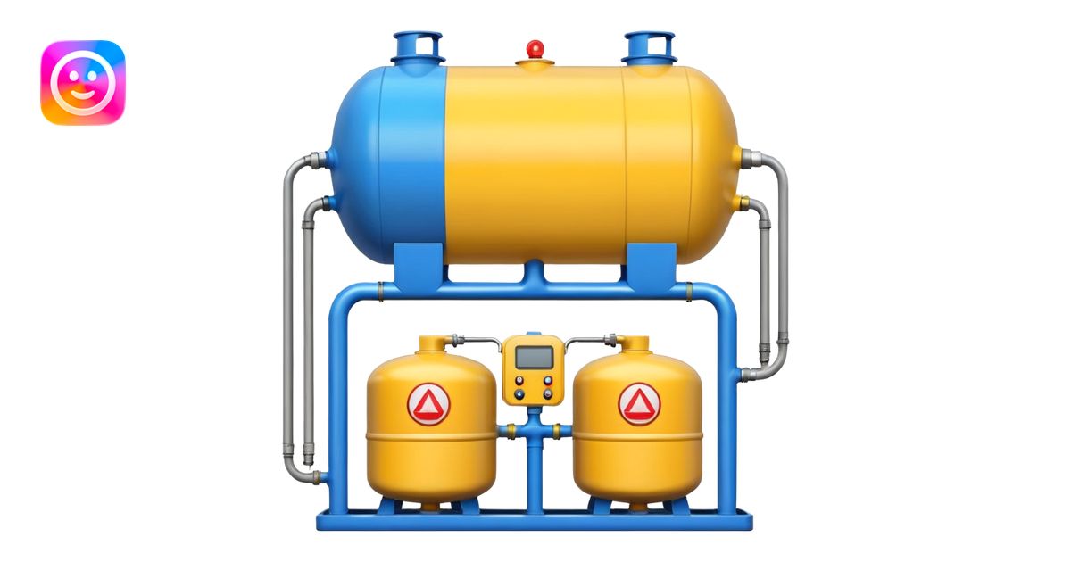 gas distribution station emoji style with a large central gas tank and ...