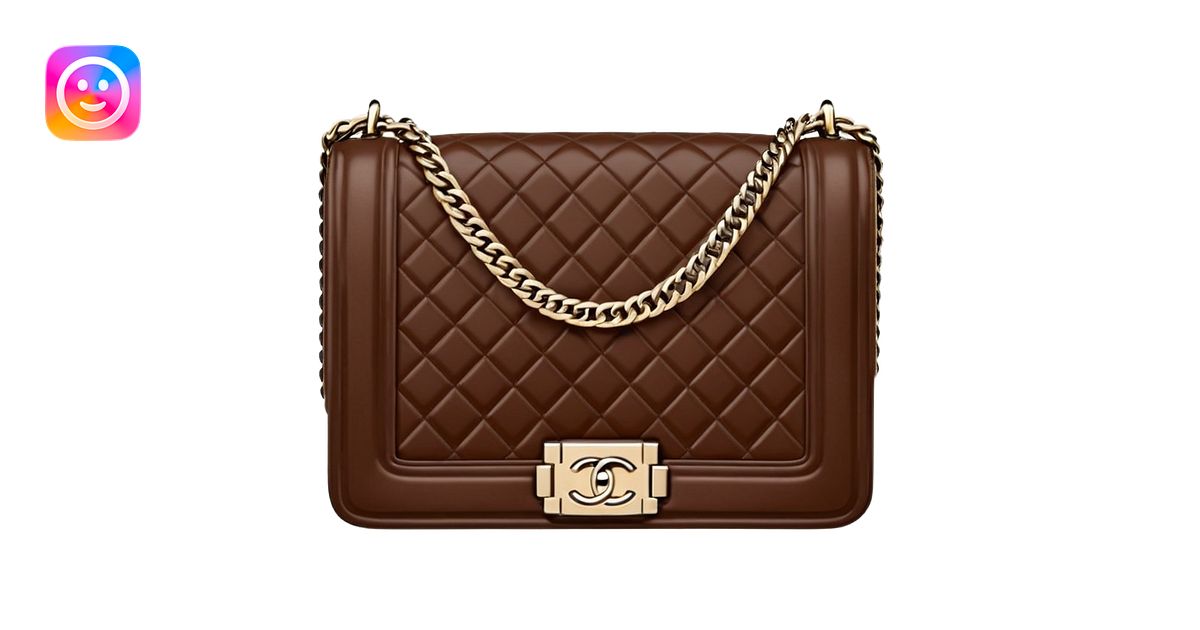 chanel le boy deep chocolate brown color bag emoji | AI Emoji Generator