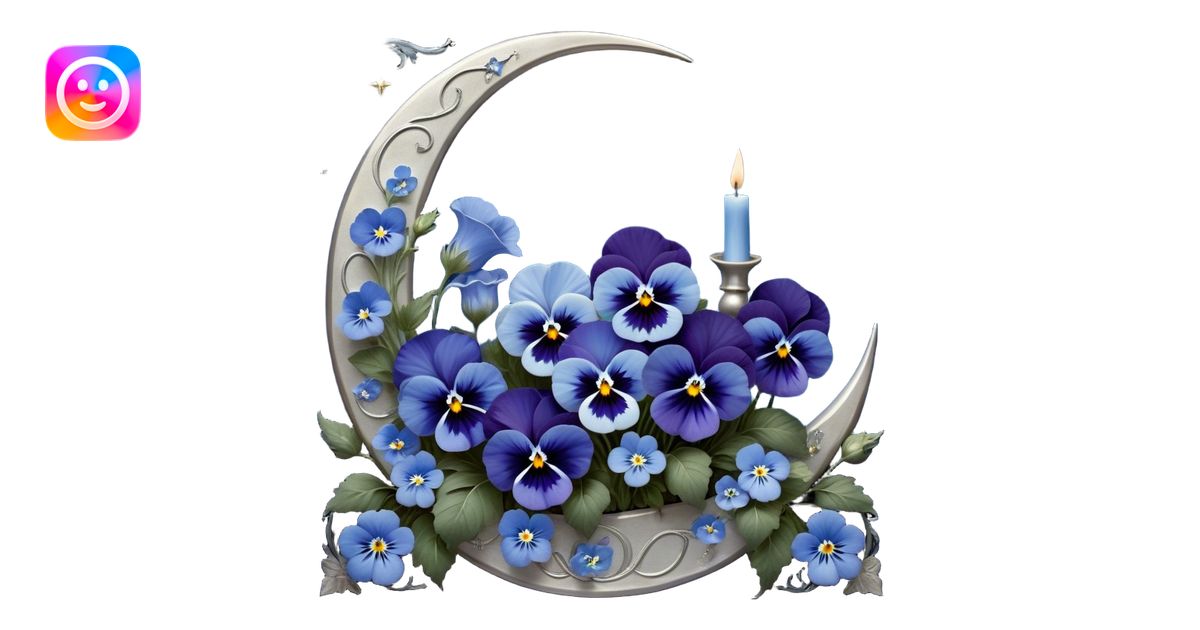 A mesmerizing celestial scene where deep blue pansies intertwine with ...
