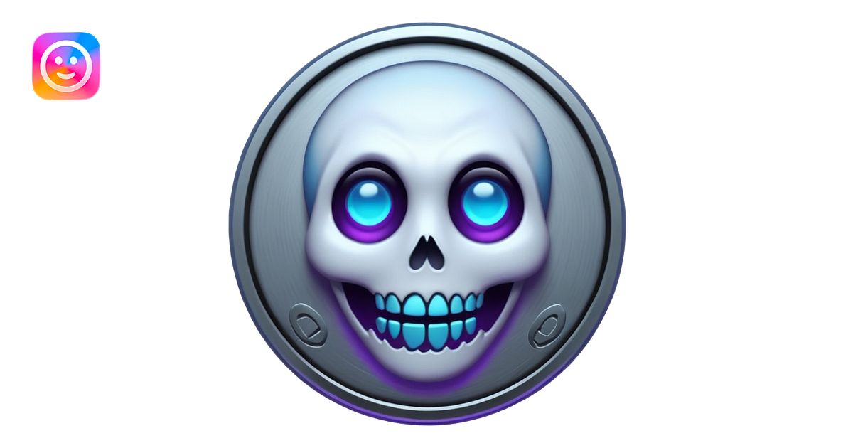 horror spooky spook coin purple blue black white emoji | AI Emoji Generator