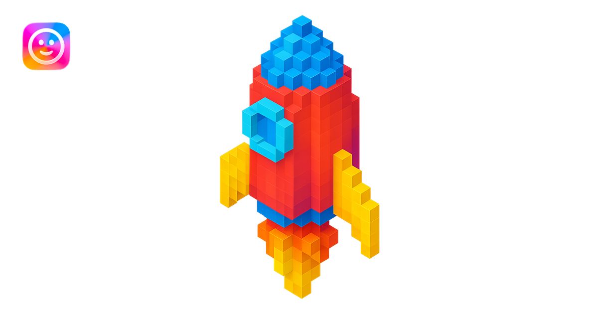 voxel style rocket ship, isometric view 3D illustration | AI Emoji ...