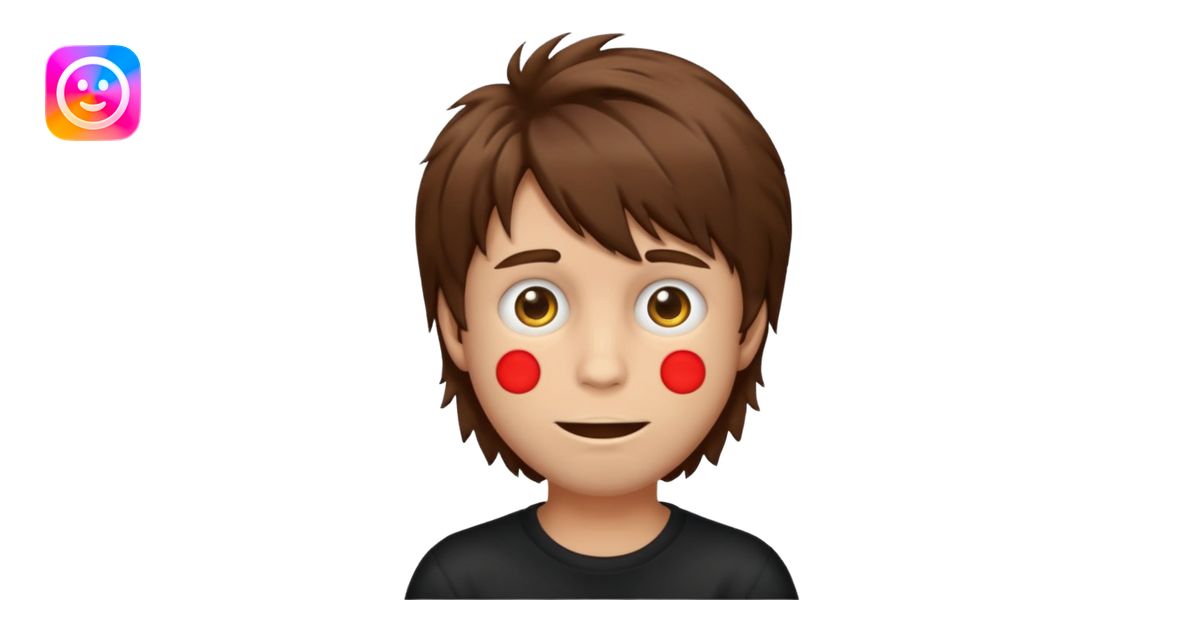Boy, brown hair, medium long, shaggy, creepy emoji emoji | AI Emoji ...