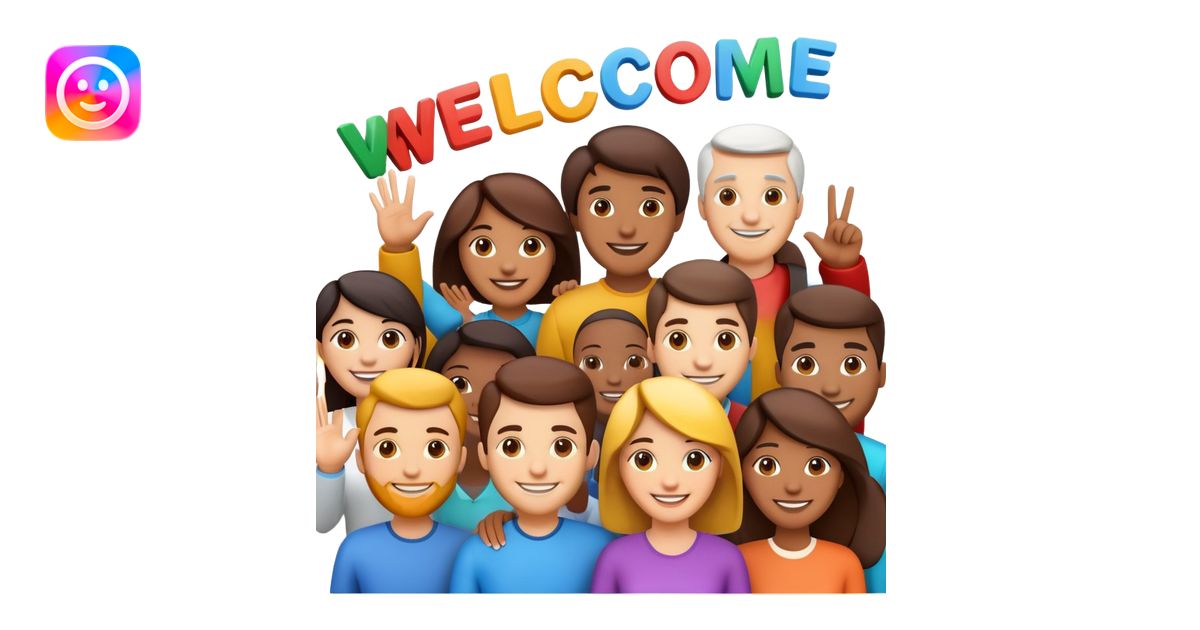 generate realistic detailed group of people with text welcome 3d style ...
