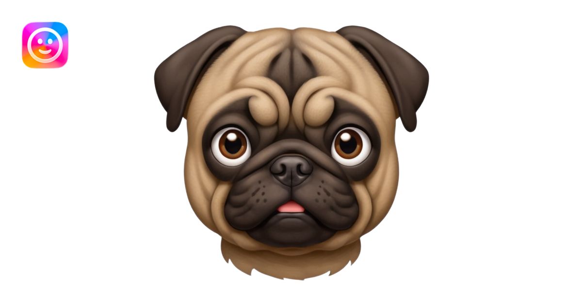 dark brown pug facing forwards, head and shoulders. emoji | AI Emoji ...