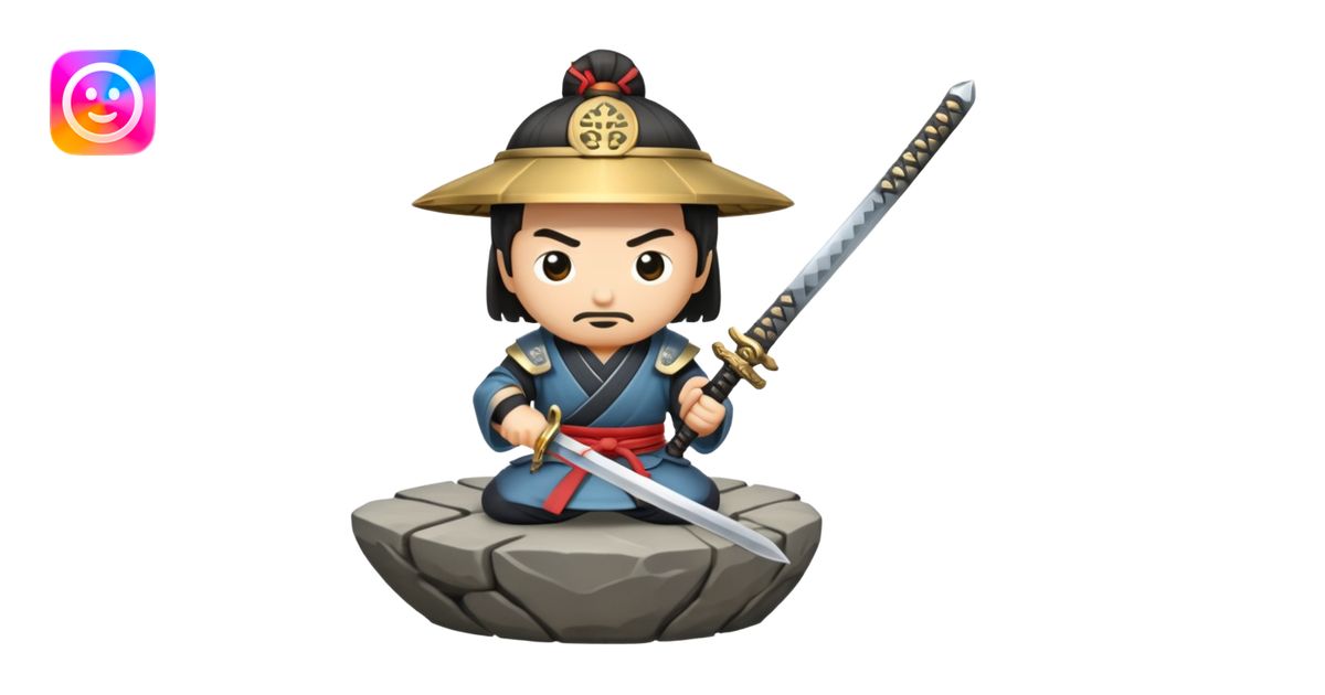 A Japanese stone forge with a sword emoji | AI Emoji Generator