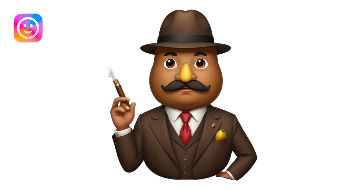 birne verkleidet als mafia boss mit geischt emoji | AI Emoji Generator