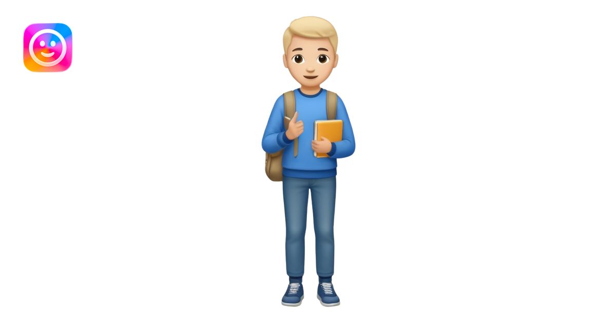 estudiante cuerpo completo feliz emoji | AI Emoji Generator