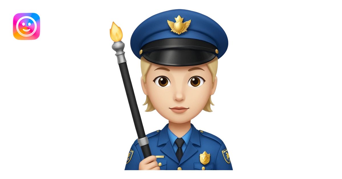 Officer with cap holding baton emoji | AI Emoji Generator