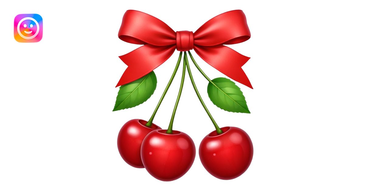 Red cherry with a red ribbon bow emoji | AI Emoji Generator