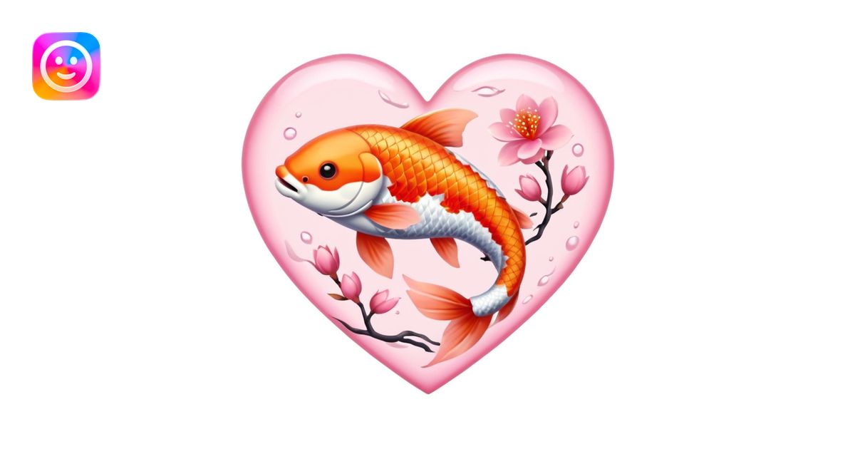sakura heart with a koi fish emoji | AI Emoji Generator