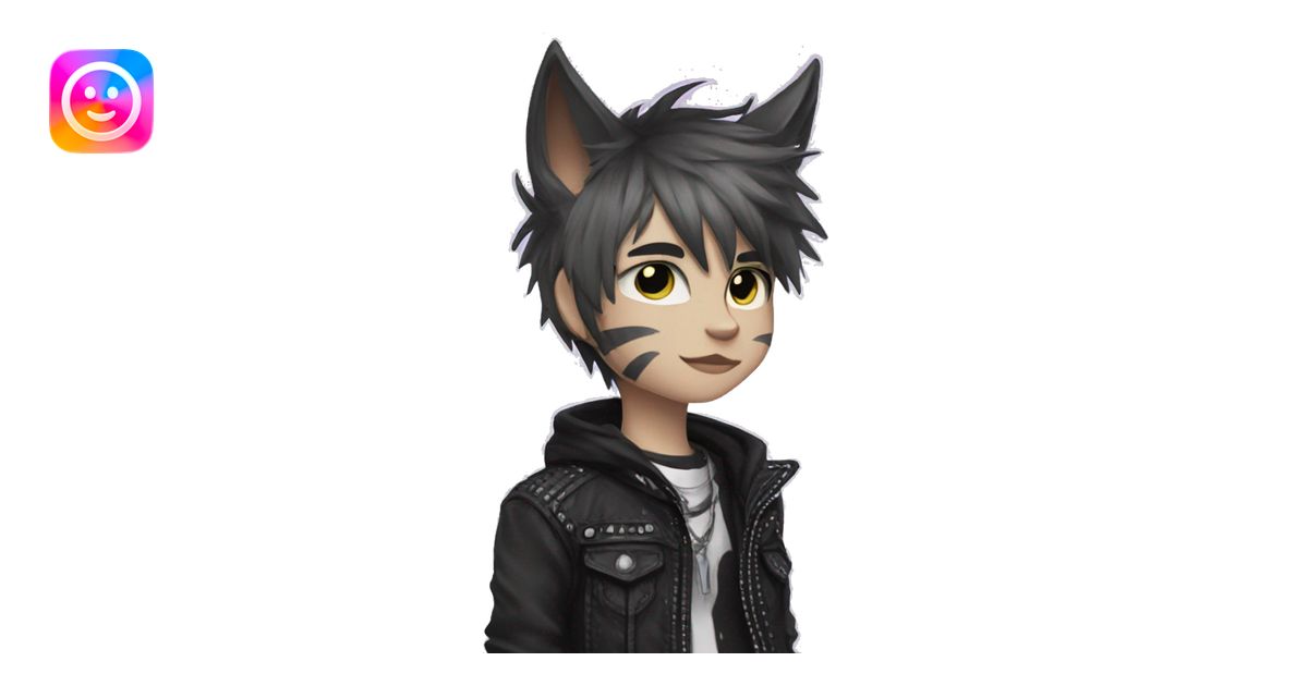 Cute Edgy Attractive Punk Catboy emoji | AI Emoji Generator