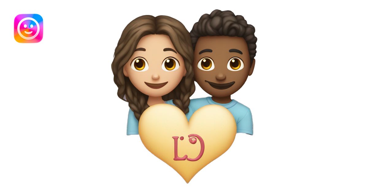 Two hearts with the initials luzE and JohnJ emoji | AI Emoji Generator
