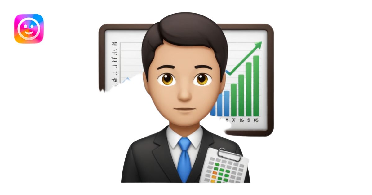 male dark short hair auditor with spreadsheet emoji emoji | AI Emoji ...