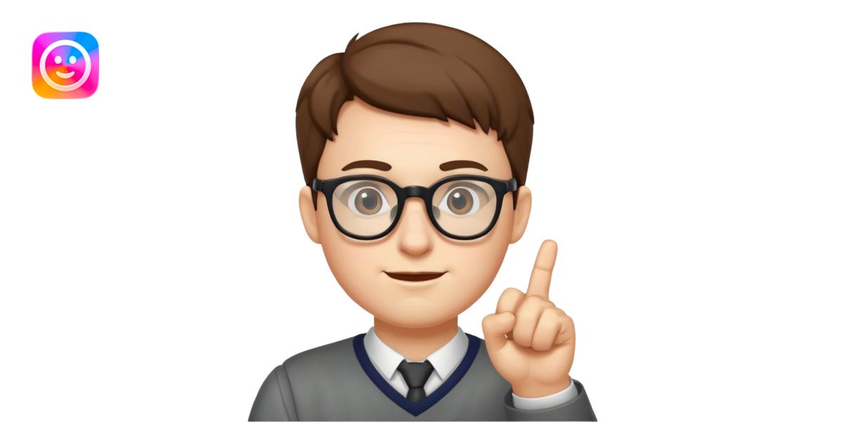 Nerd with one finger up with glasses emoji | AI Emoji Generator