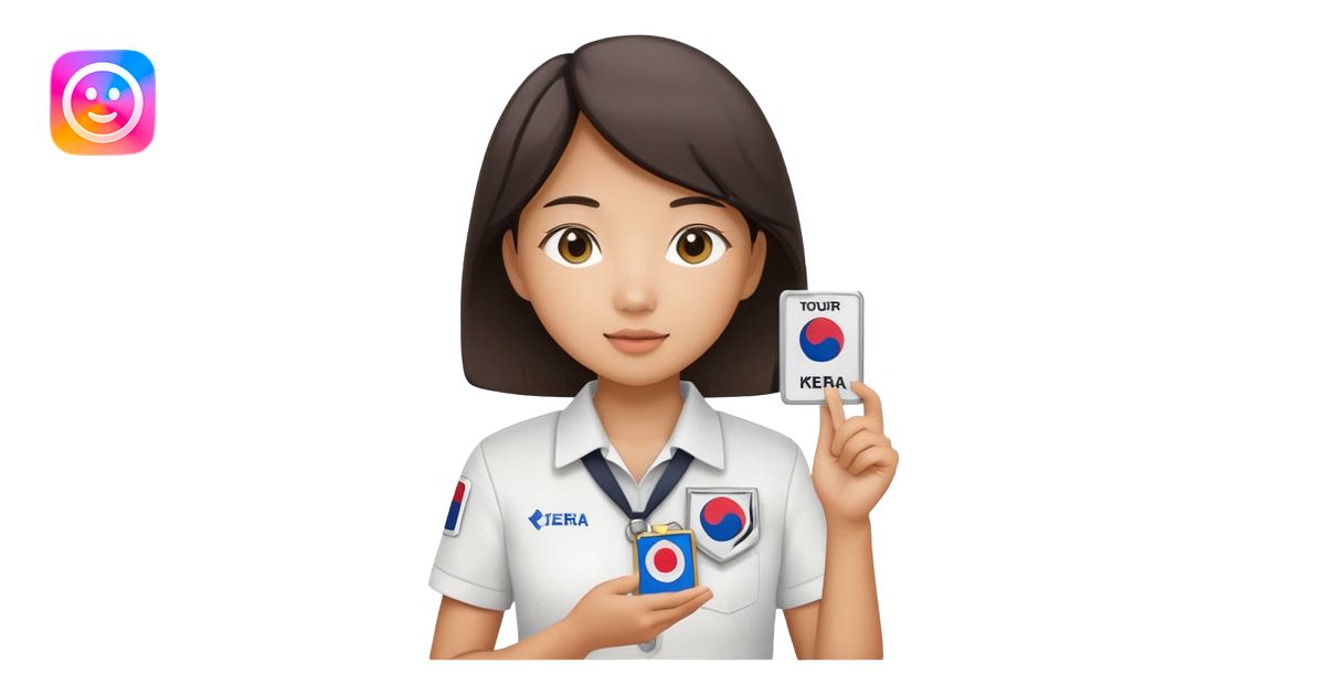 A young Asian guide holding her tour license in both hands, wearing a ...