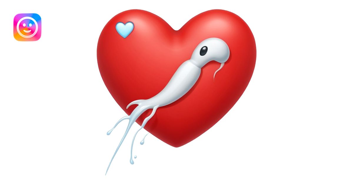 White sperm on Red heart emoji | AI Emoji Generator