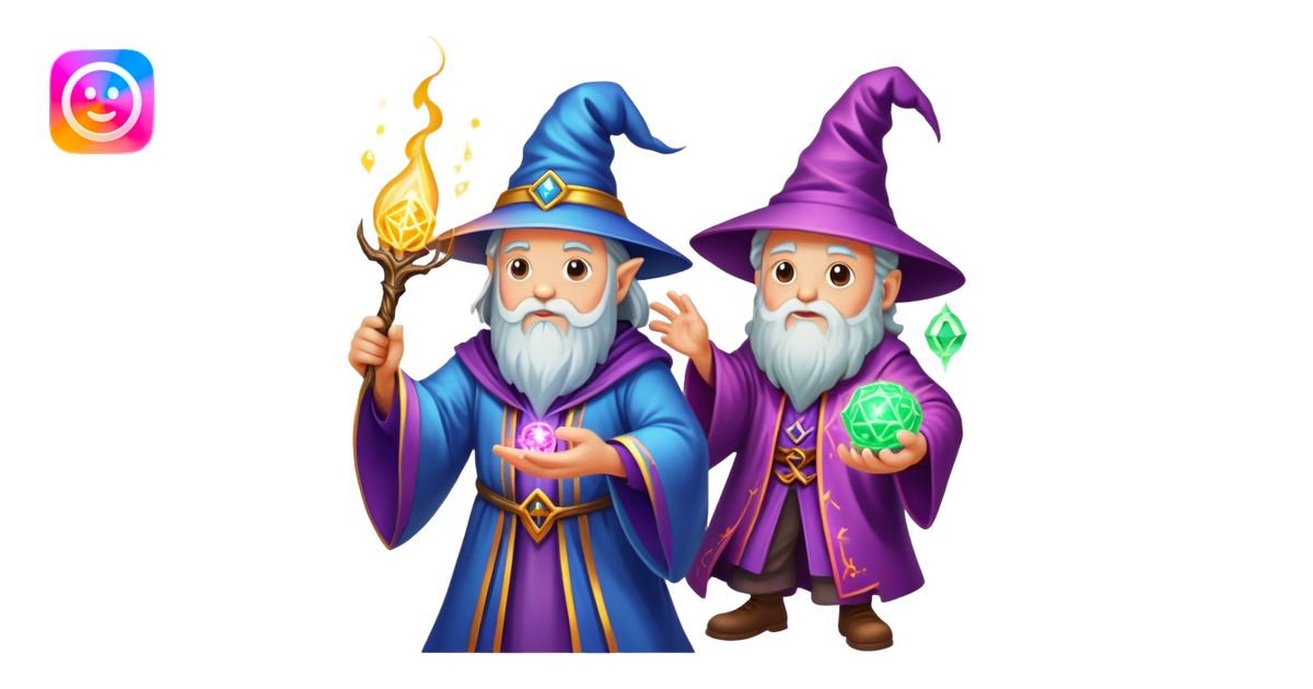 wizard and brain in a magical spell duel emoji | AI Emoji Generator
