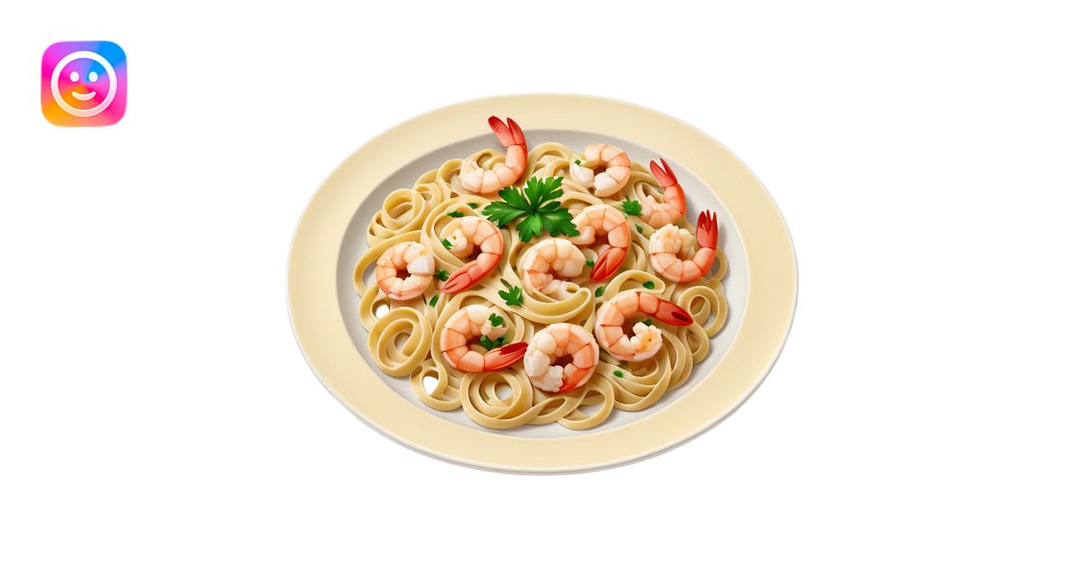 create a Whole Shrimp Linguini Camera angle: slightly elevated top-down ...
