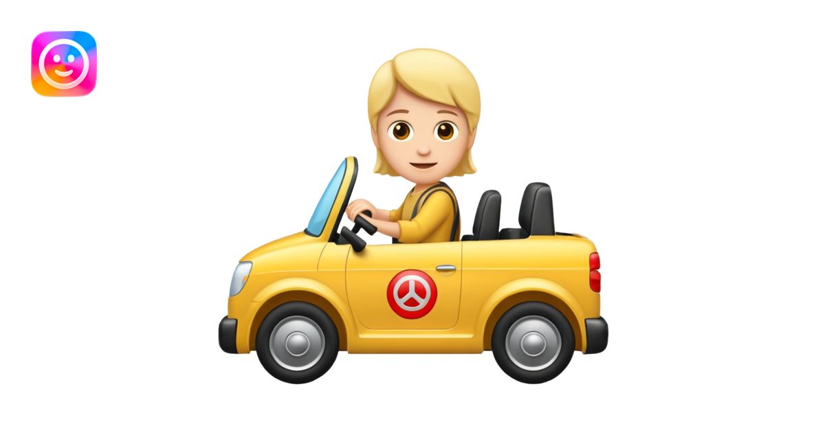 Crea un emoji con fondo transparente en PNG de una persona manejando un ...