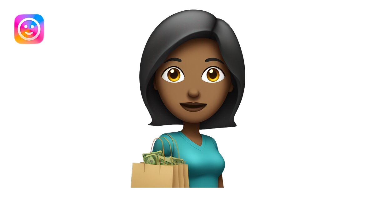 mom with a shopping bag with money symbol eyes emoji | AI Emoji Generator