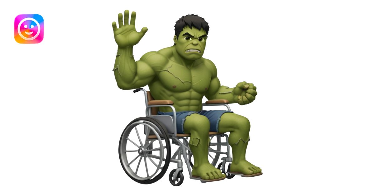 hulk on wheelchair emoji | AI Emoji Generator