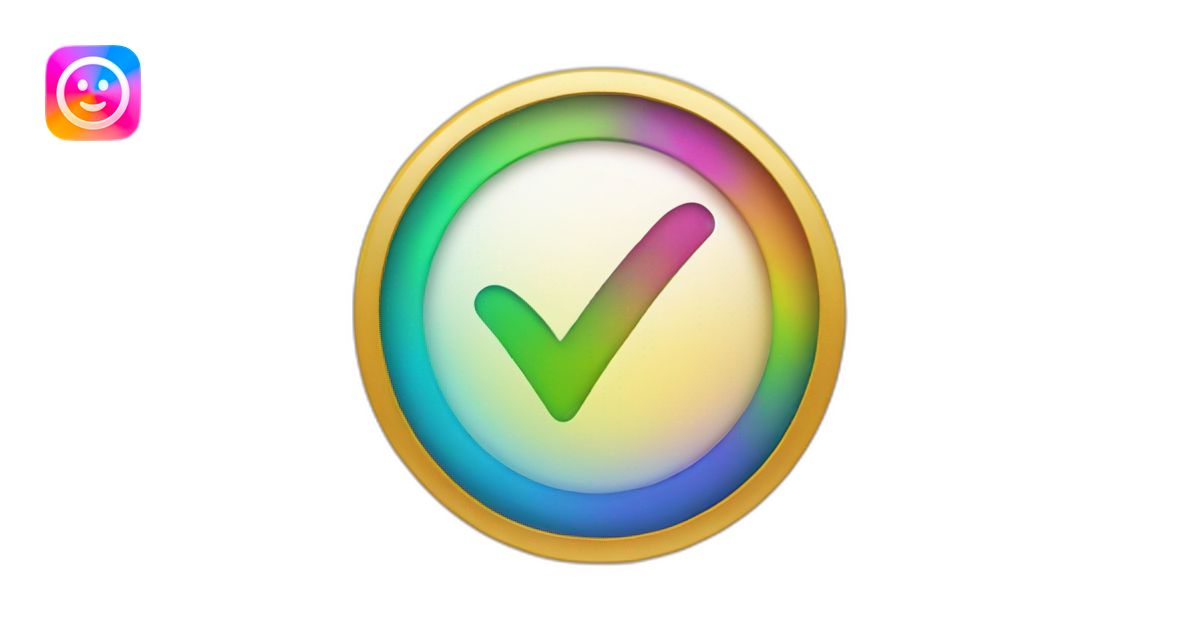 Colorful check mark with a circle around it emoji | AI Emoji Generator